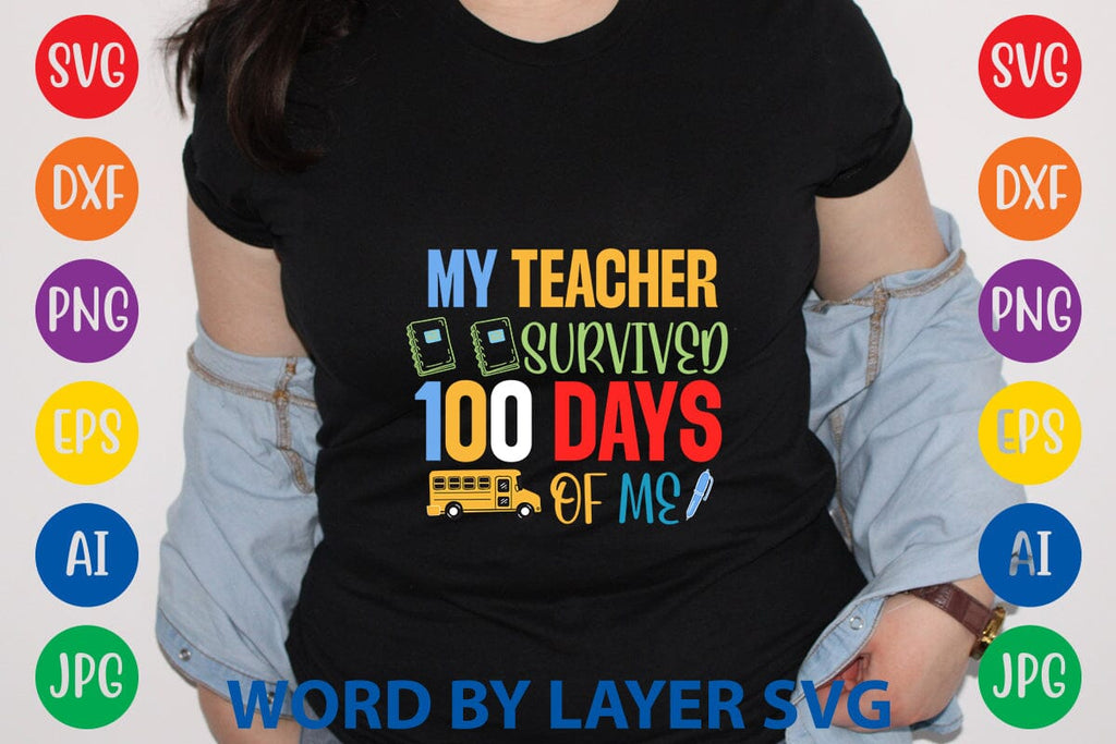 My Teacher Survived 100 Days Of Me svg design - So Fontsy
