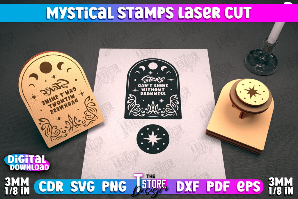 Mystical Book Stamp Laser Cut SVG |3d Magic Stamp Laser Cut - So Fontsy