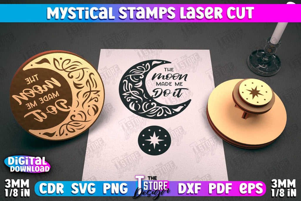 Mystical Book Stamp Laser Cut SVG |3d Magic Stamp Laser Cut - So Fontsy
