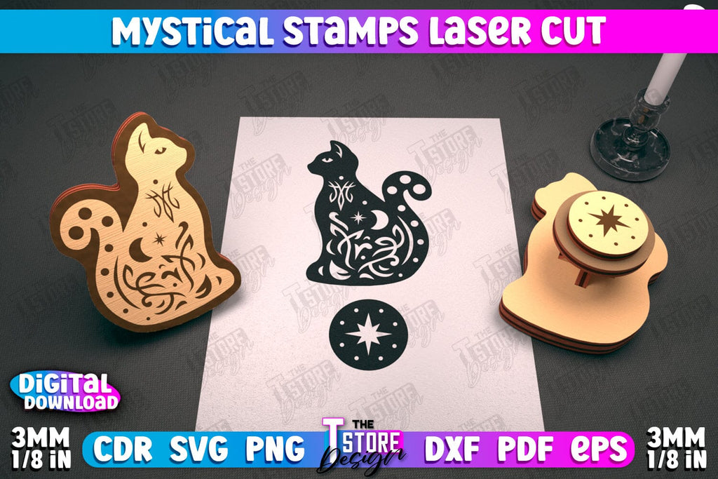 Mystical Book Stamp Laser Cut SVG |3d Magic Stamp Laser Cut - So Fontsy