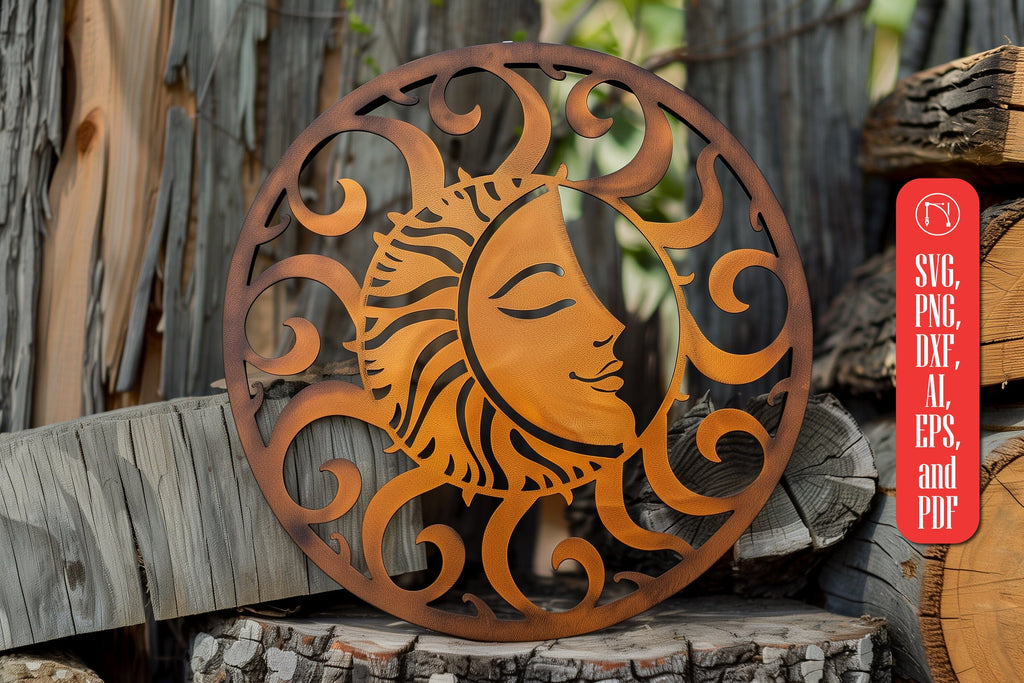 Mystical Sun laser cut Decor SVG - So Fontsy