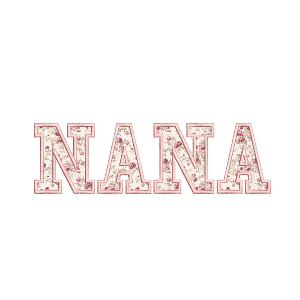 Nana Applique Embroidery Design, 5 sizes, Instant Download - So Fontsy