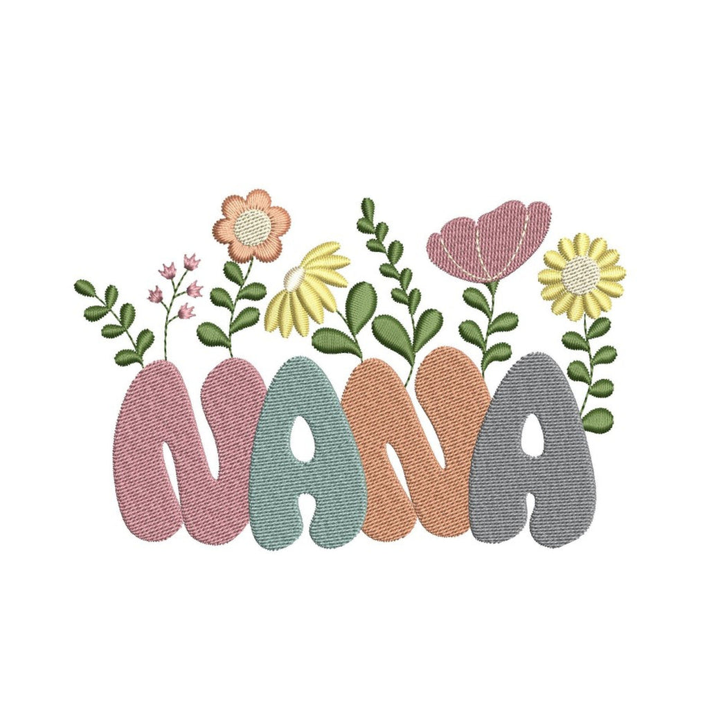 Nana Flower Embroidery Design, 3 sizes, Instant Download - So Fontsy