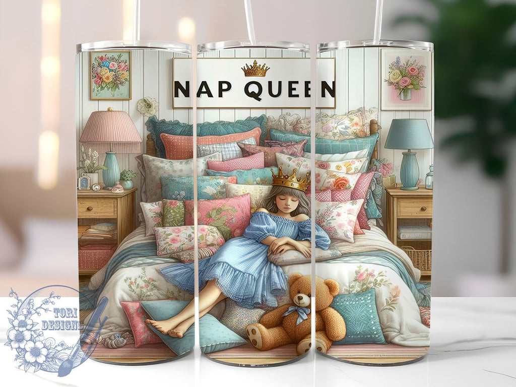 Nap Queen Tumbler Wrap, Cute Sleeping Girl Design, 20oz Sublimation ...