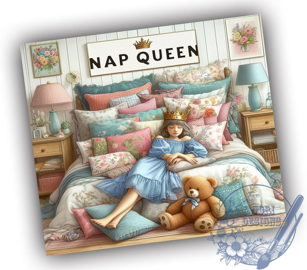 Nap Queen Tumbler Wrap, Cute Sleeping Girl Design, 20oz Sublimation ...