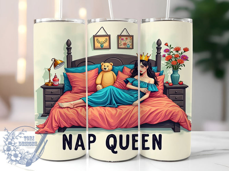 Nap Queen Tumbler Wrap, Cute Sleeping Girl Design, 20oz Sublimation ...