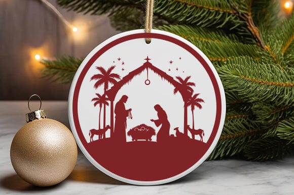 Nativity Christmas Ornament SVG Bundle - So Fontsy