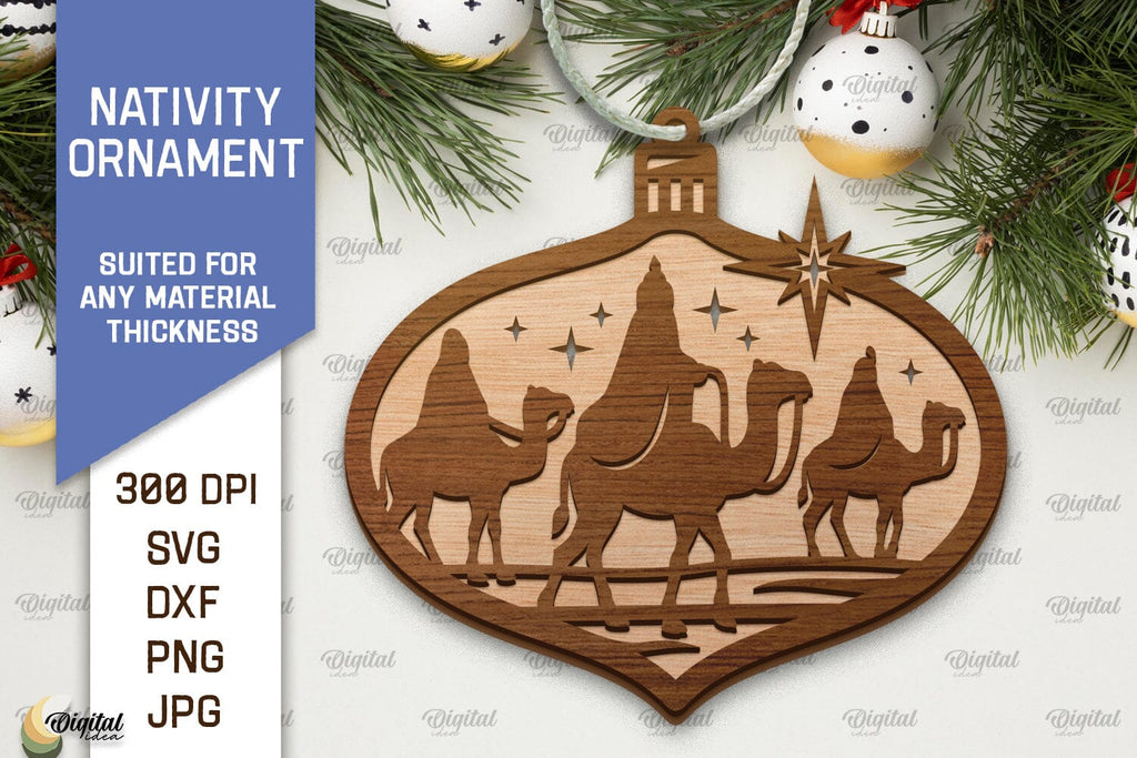 Nativity Ornament Laser Cut. Nativity Scene SVG Desing - So Fontsy