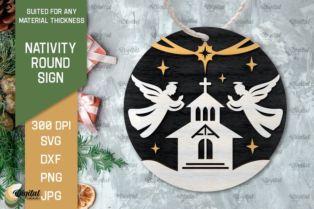 Nativity Round Signs Laser Cut Bundle. Nativity Scene Signs - So Fontsy