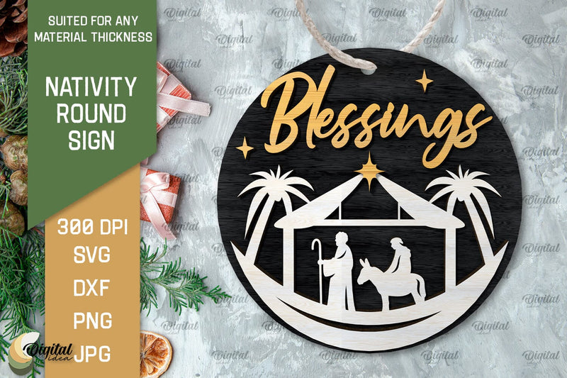 Nativity Round Signs Laser Cut Bundle. Nativity Scene Signs - So Fontsy