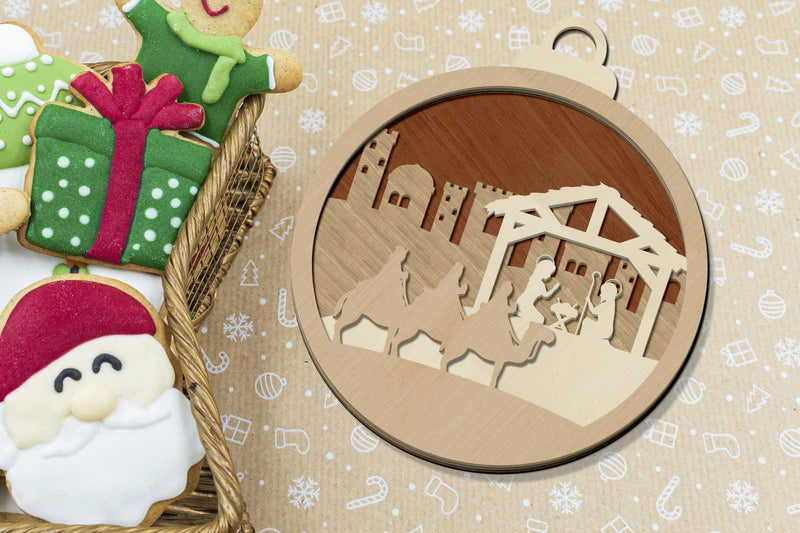 NATIVITY SCENE Christmas Decorative Ornament, Wood Cut and Paper Cut ...