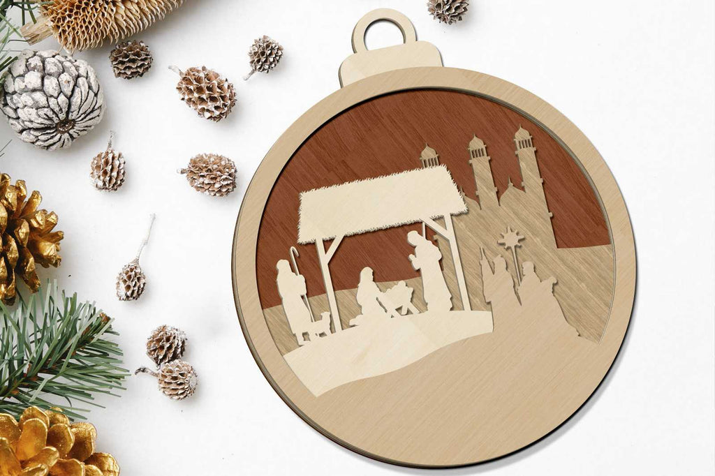 NATIVITY SCENE Christmas Decorative Ornament, Wood Cut and Paper Cut ...