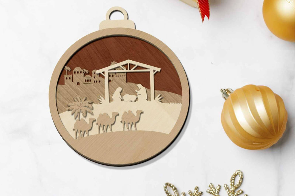 NATIVITY SCENE Christmas Decorative Ornament, Wood Cut and Paper Cut ...