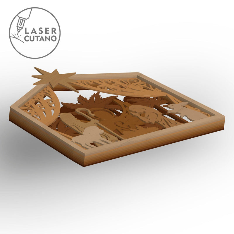 Nativity Scene, Christmas Ornament, Multilayer Template, Laser Cut ...