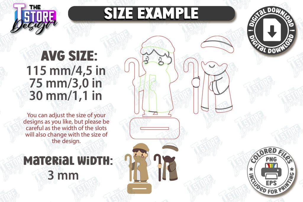 Nativity Scene Laser Cut Bundle | Christian Signs | 3D Nativity Sign ...