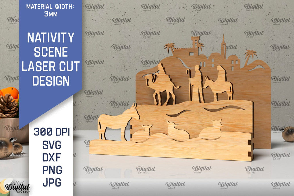 Nativity Scene LaserCut Design. Christmas Nativity Scene SVG - So Fontsy