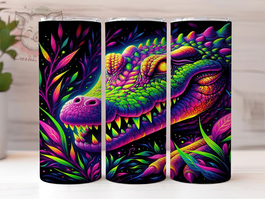 Neon Alligator Everglades 20oz Fun Tumbler, Neon Alligator Tumbler ...
