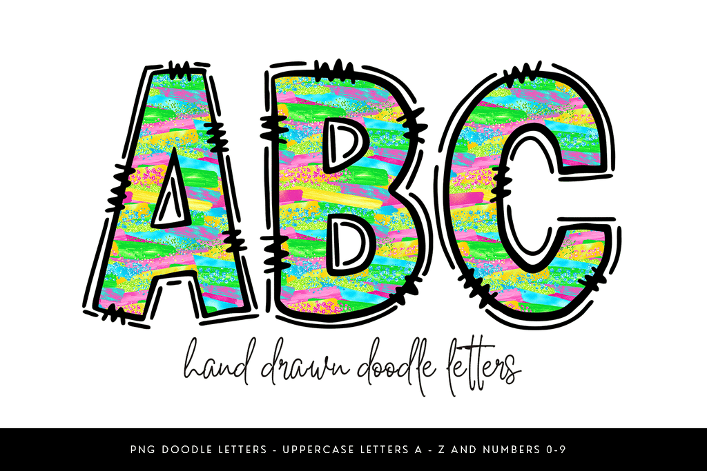 Neon Brushstroke Doodle Alpha PNG - So Fontsy