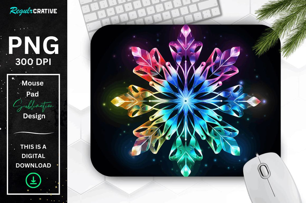 Neon Glowing Snowflake Mouse Pad - So Fontsy