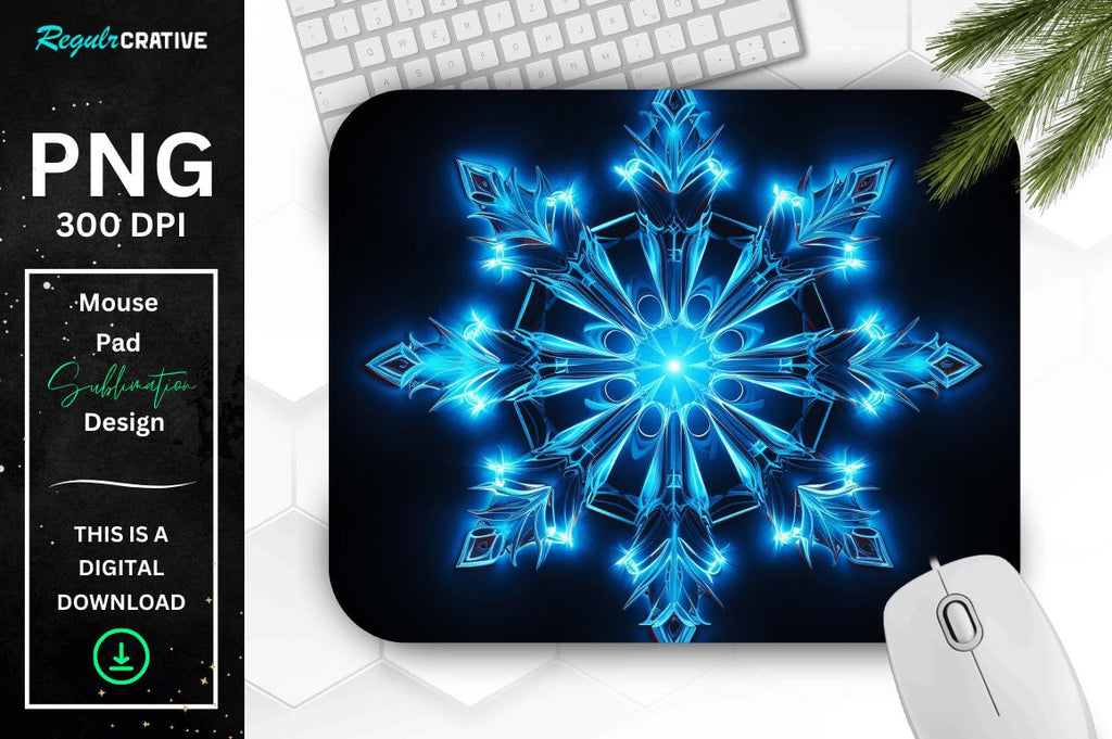 Neon Glowing Snowflake Mouse Pad - So Fontsy