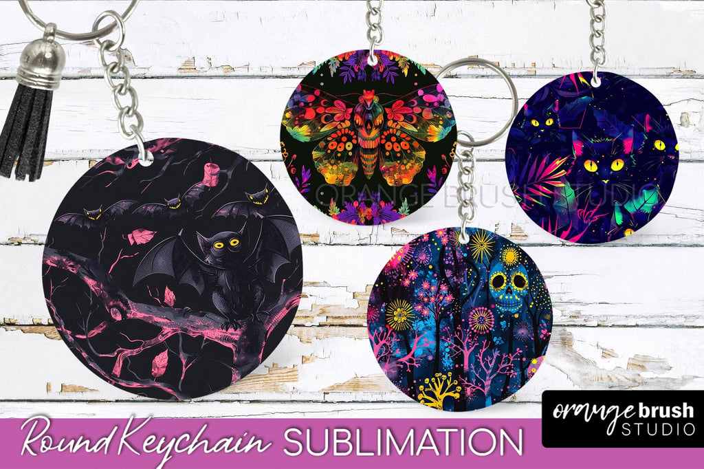 Neon Halloween Keychain - Spooky Keychain Sublimation - So Fontsy