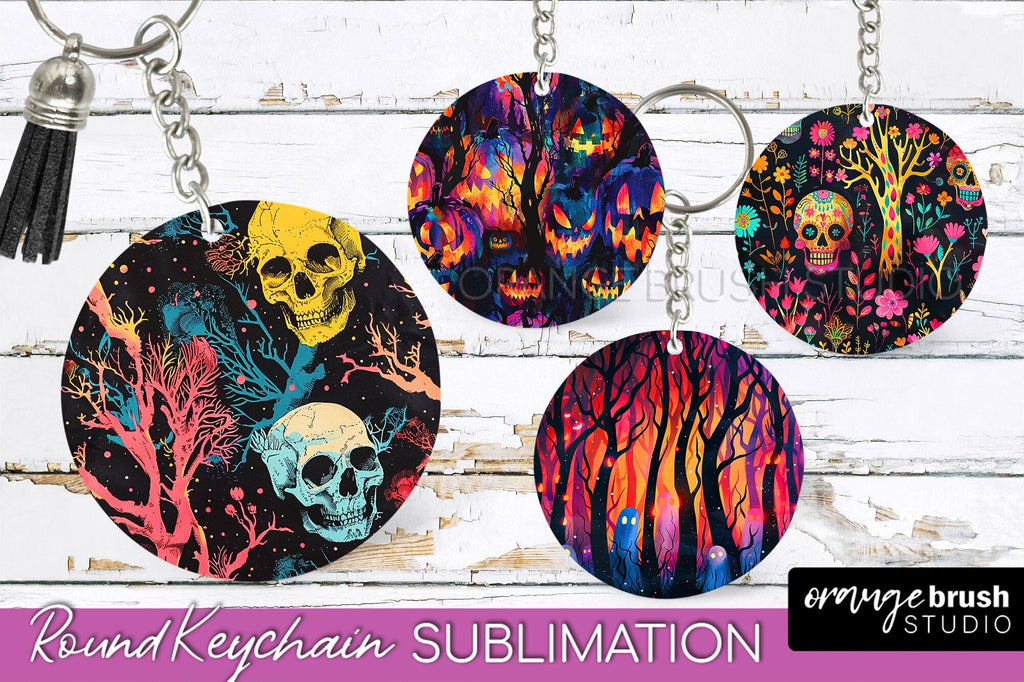 Neon Halloween Keychain - Spooky Keychain Sublimation - So Fontsy