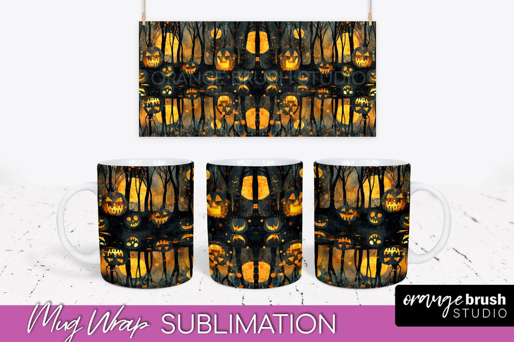 Neon Halloween Mug Wrap - Spooky Mug Sublimation Designs - So Fontsy