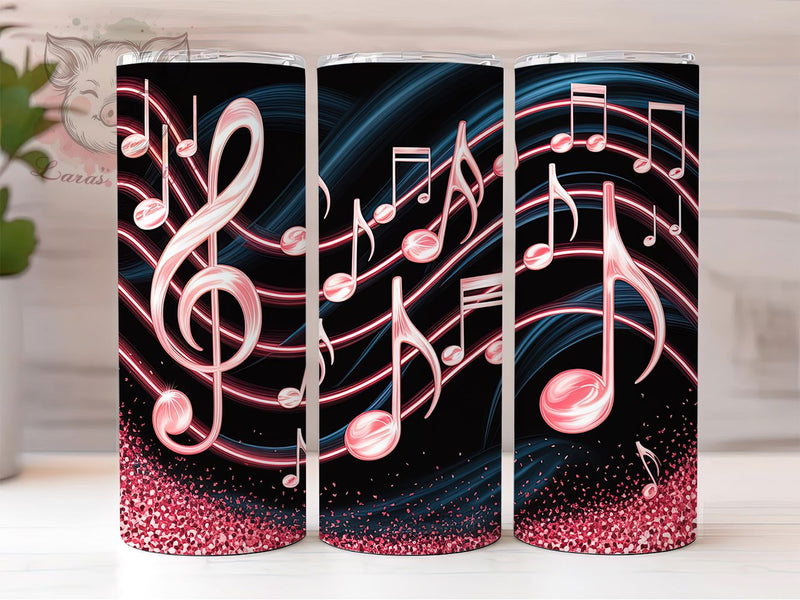 Neon Music Notes Tumbler Wrap, Music Notes Tumbler, 20oz Tumbler ...