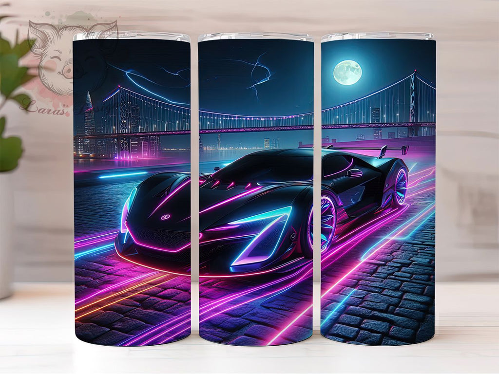 Neon Racer Car Enthusiast Tumbler, Racing Tumbler Design, Sports Car ...