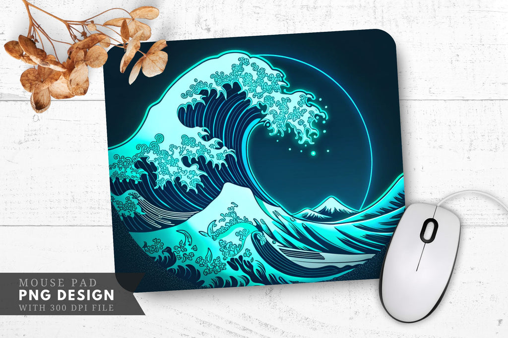 Neon Wave Design Mouse Pad Design - So Fontsy