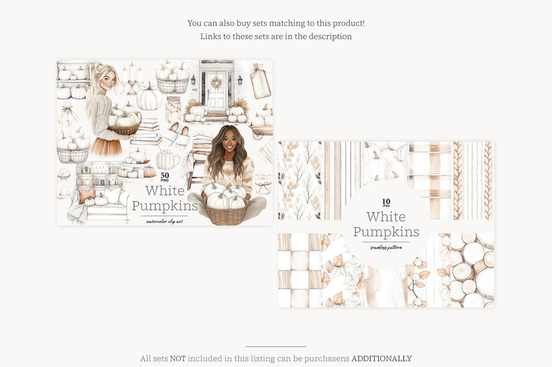 Neutral Autumn Clipart | Cozy Fall Pumpkins PNG - So Fontsy
