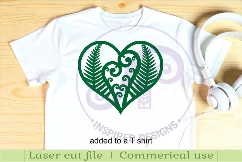 New Zealand fern and koru heart wall sign, SVG file. - So Fontsy