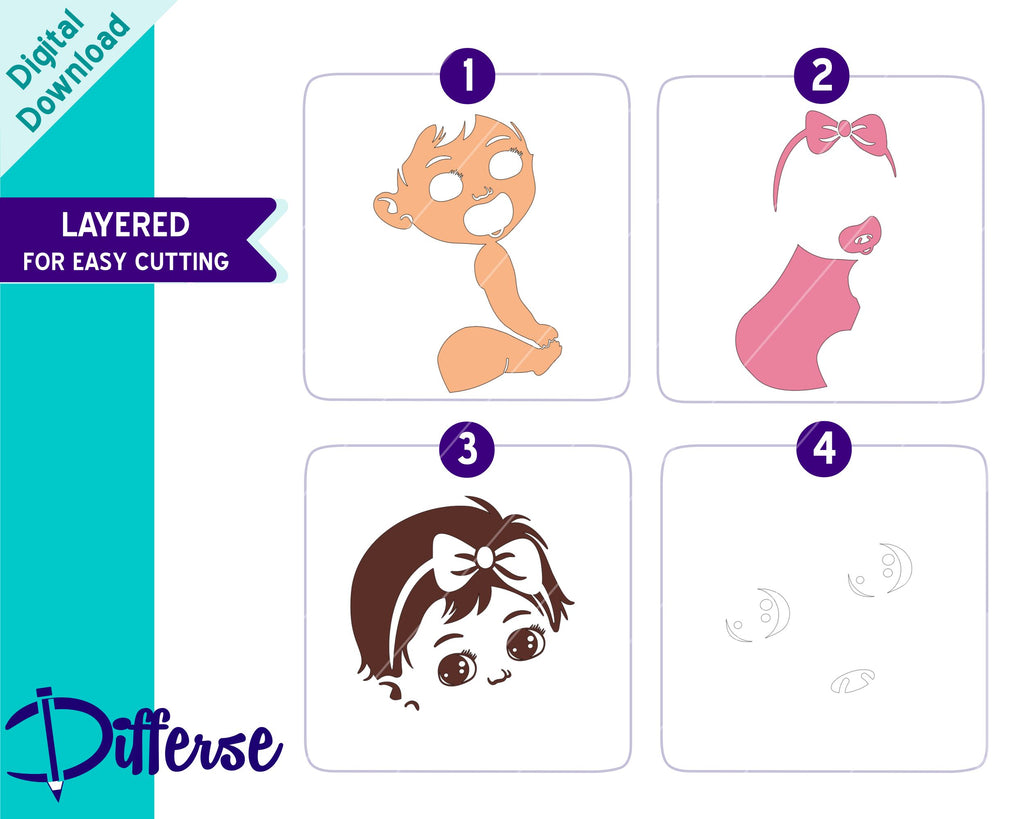 Newborn Baby with Pacifier SVG | Baby Girl SVG - So Fontsy