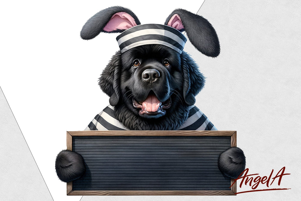 Newfoundland / Easter dog, bad bunny / funny dog clipart - So Fontsy