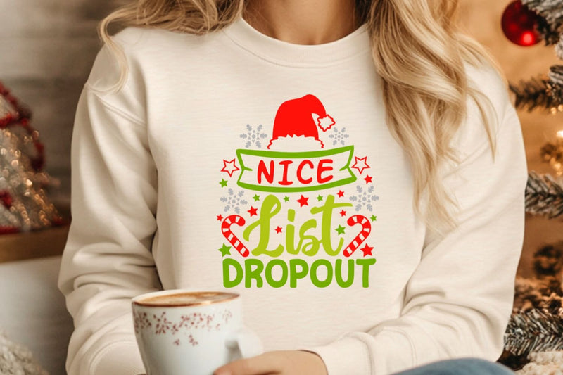 Nice List Dropout| Funny Christmas SVG Cutting Files. - So Fontsy