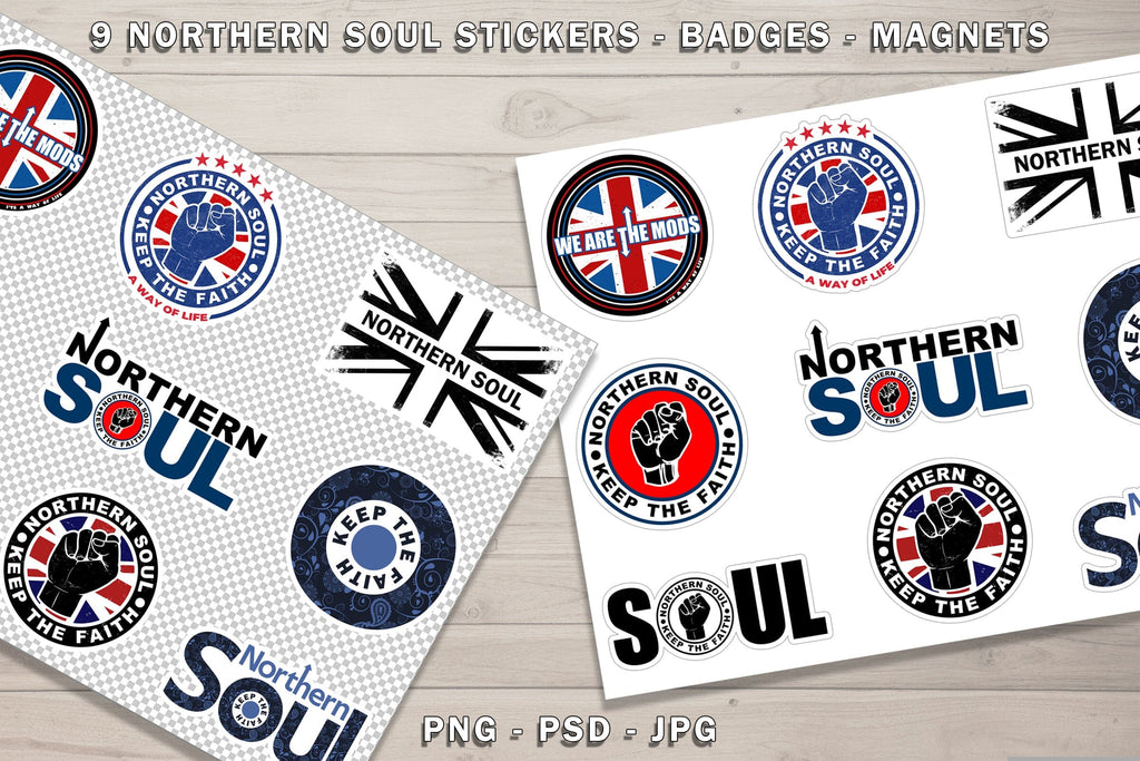 Northern Soul Stickers Badges Magnets Printable Templates - So Fontsy
