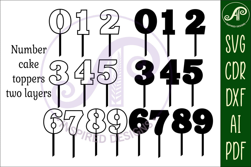 Number cake toppers SVG cut files birthday or wedding table - So Fontsy