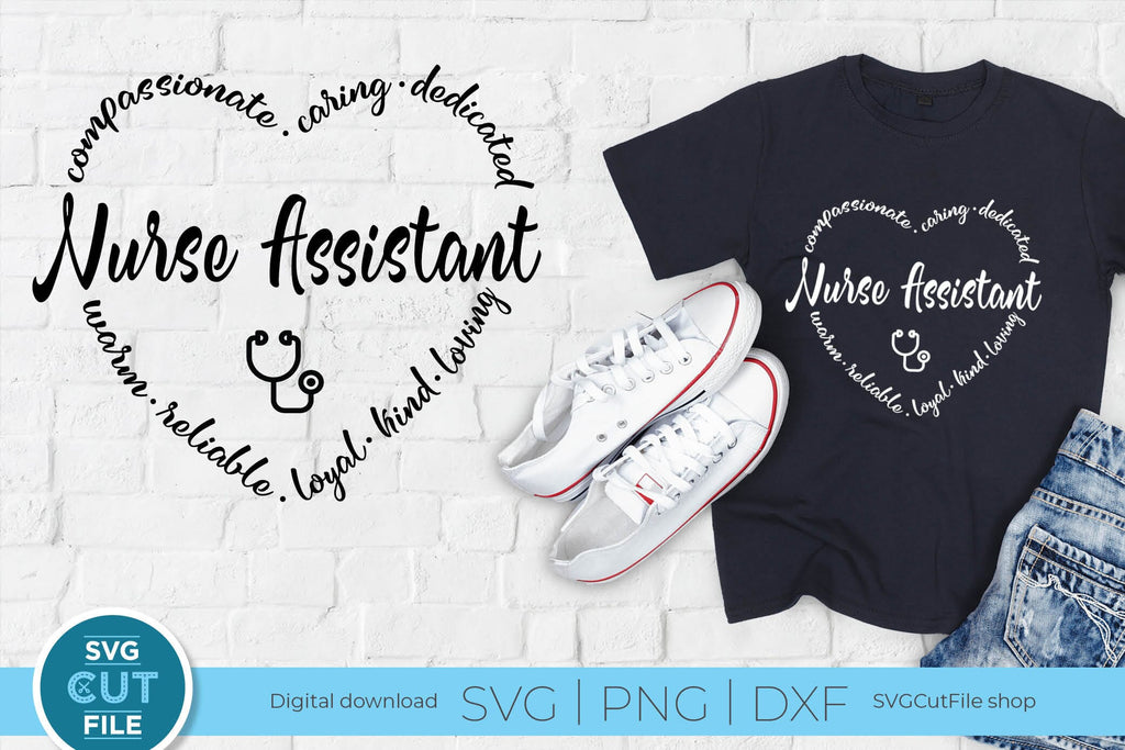 Nurse Assistant svg with heart - So Fontsy