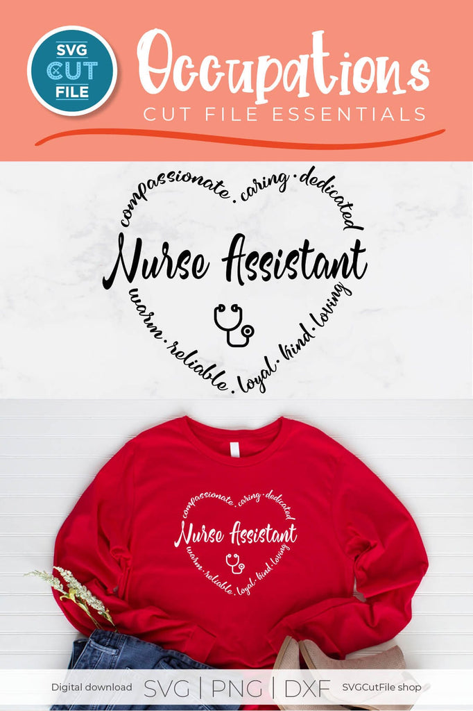 Nurse Assistant svg with heart - So Fontsy