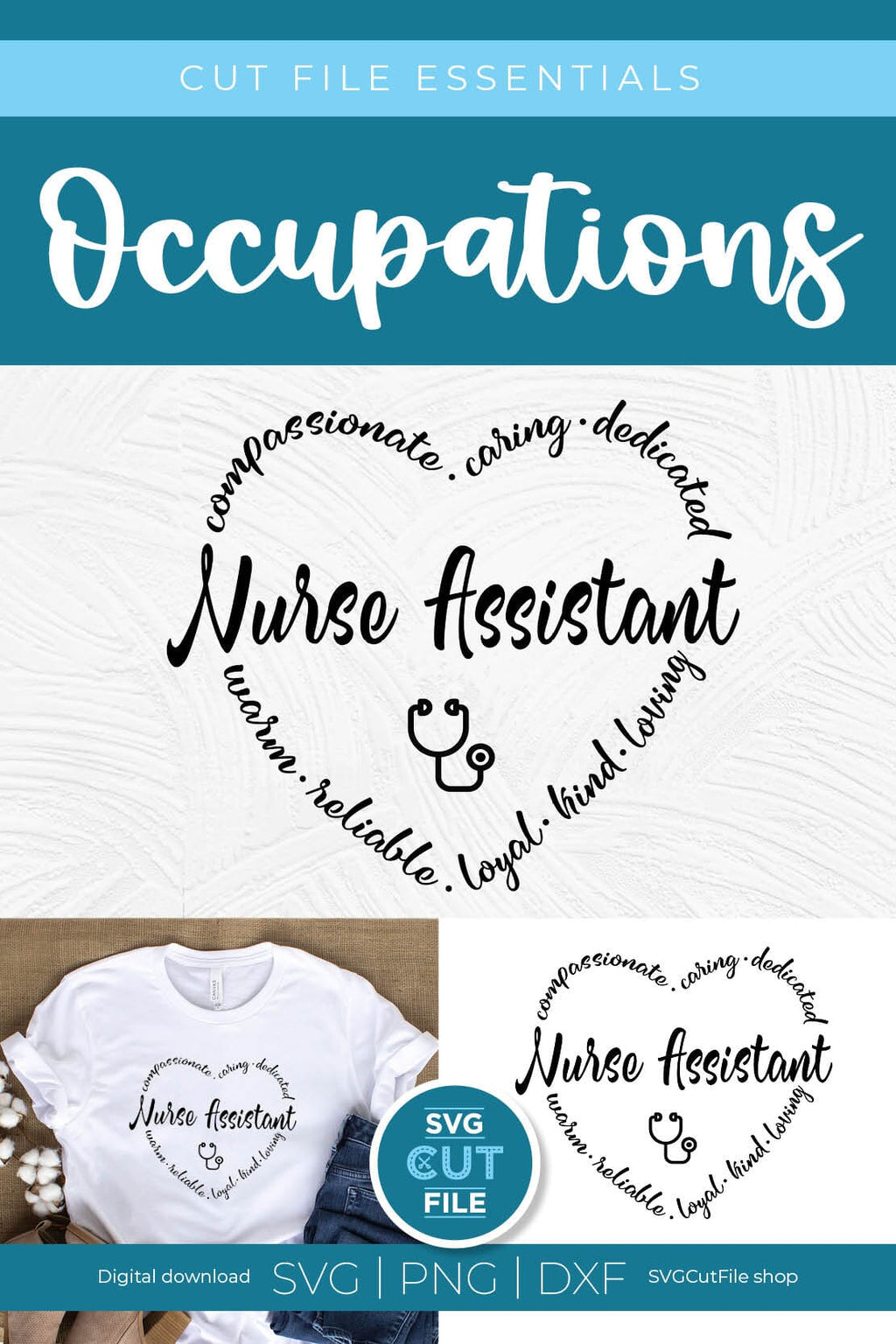 Nurse Assistant svg with heart - So Fontsy