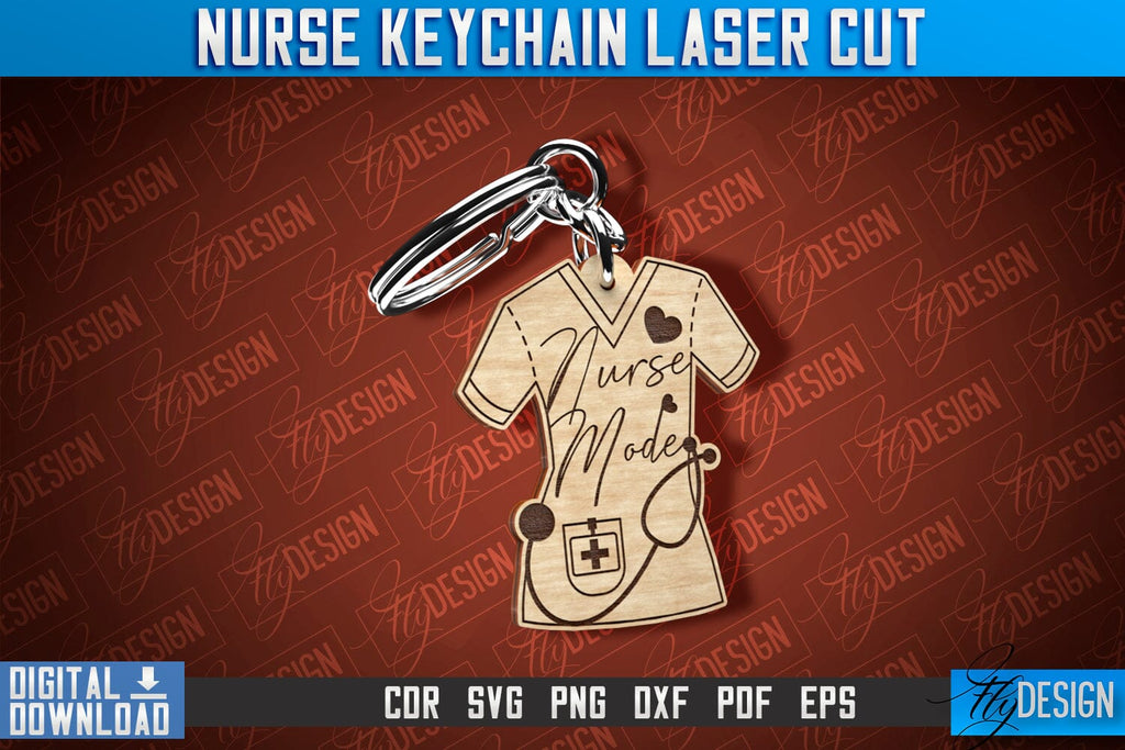Nurse Keychain Laser Cut Design | Nurse Laser Cut | CNC File - So Fontsy