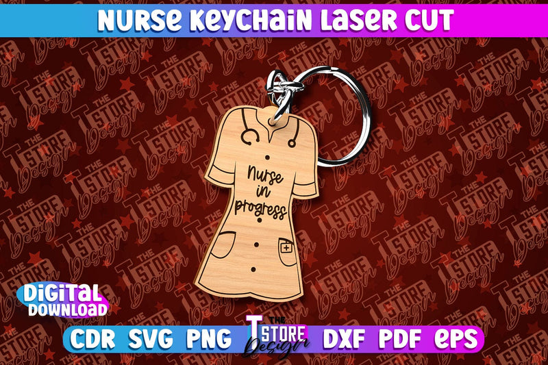 Nurse Keychain Laser Cut Design | Nurse Laser Cut | CNC File - So Fontsy