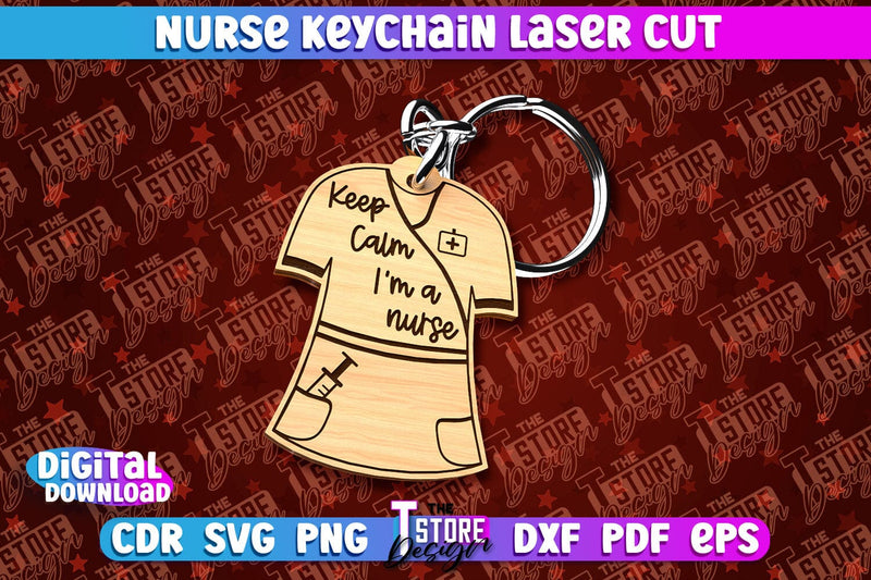 Nurse Keychain Laser Cut Design | Nurse Laser Cut | CNC File - So Fontsy