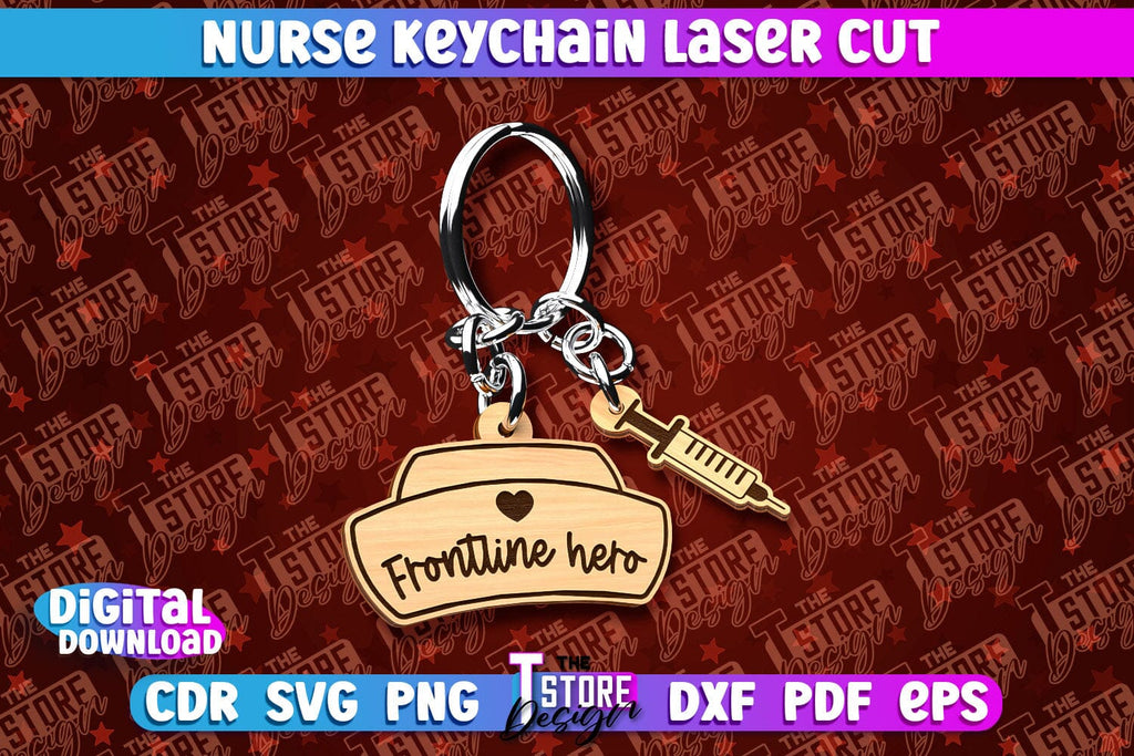 Nurse Keychain Laser Cut Design | Nurse Laser Cut | CNC File - So Fontsy