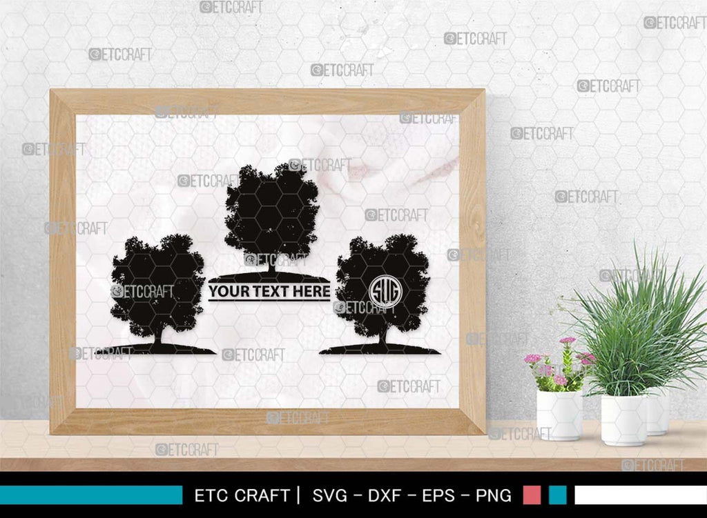 Oak Tree Monogram, Oak Tree Silhouette, Oak Tree SVG, Tree Leaves ...