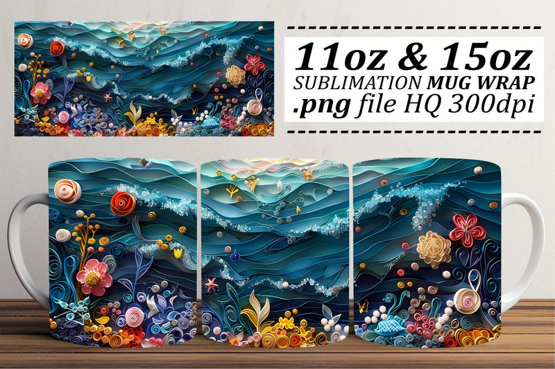 Ocean Adventure Mug Sublimation Design - So Fontsy
