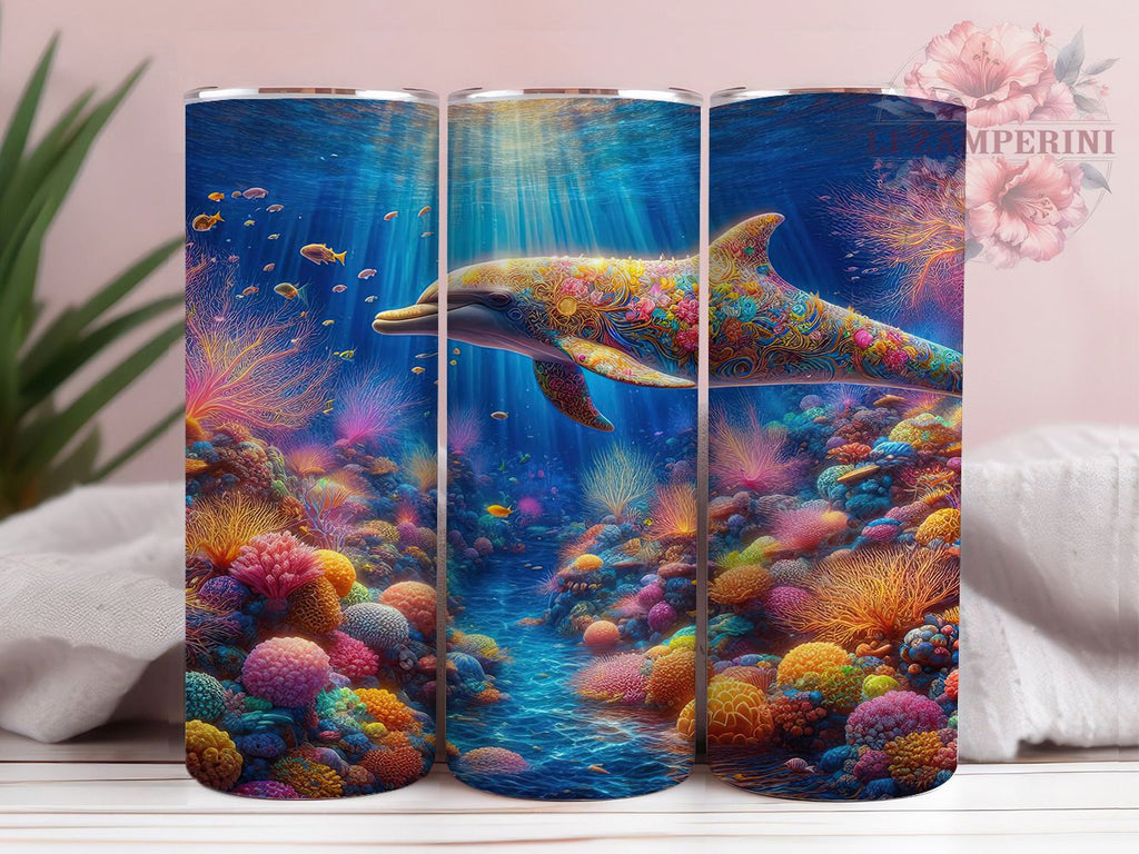 Ocean Dolphin Marine Life Tumbler Wrap, Ocean Sublimation Design, 20oz ...