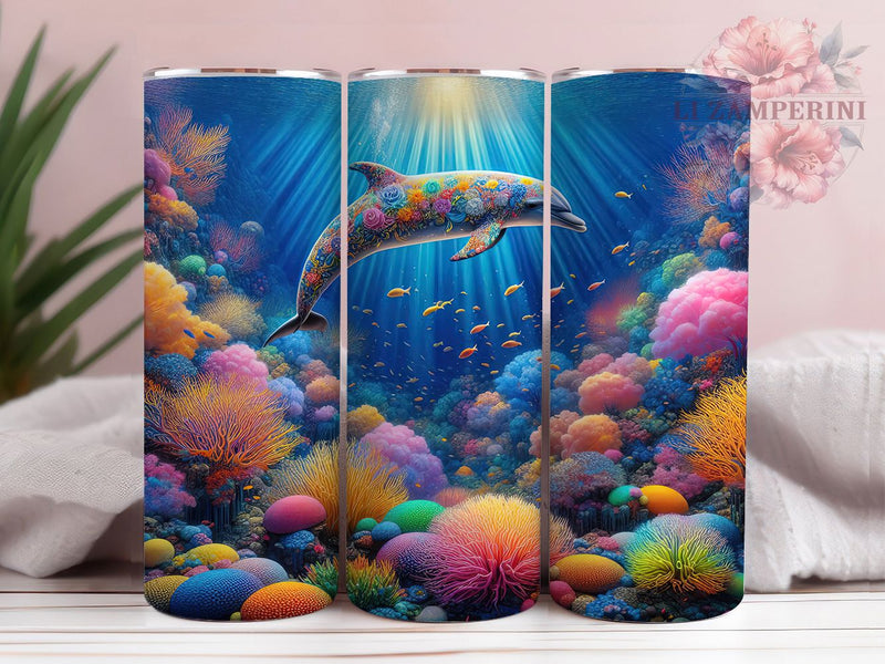 Ocean Dolphin Marine Life Tumbler Wrap, Ocean Sublimation Design, 20oz ...