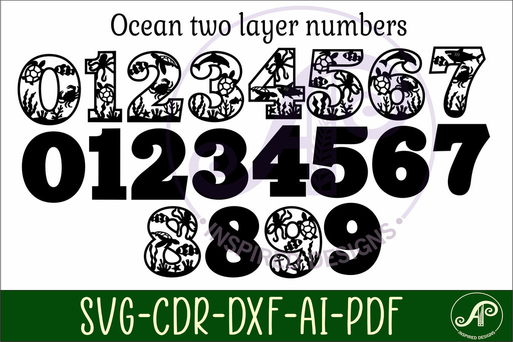 Ocean number two layer wall sign SVG cut files underwater - So Fontsy