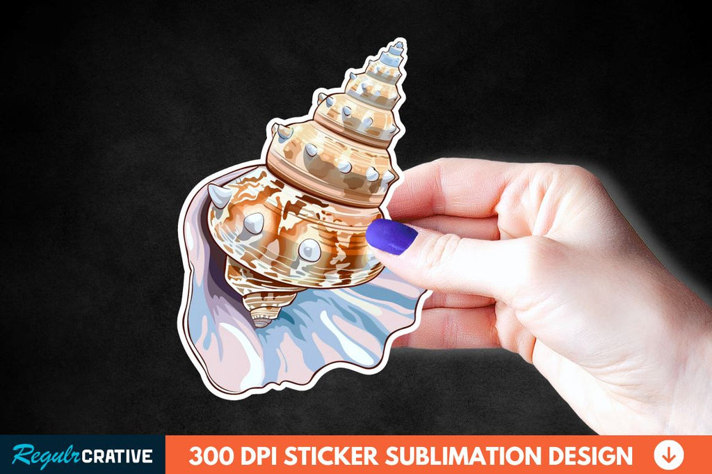 Ocean Seashell Sticker Clipart - So Fontsy